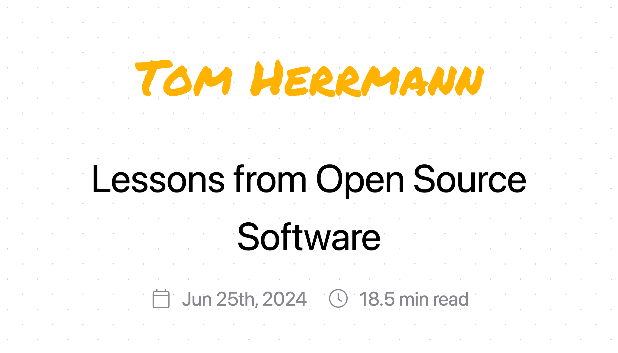 Lessons from Open Source Software | Blog | Tom Herrmann - Gummibeer